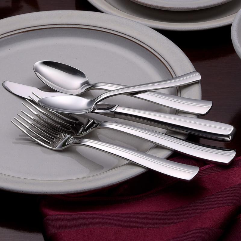60 Piece Cedarcrest Set with Walnut Flatware Holder | Liberty Tabletop
